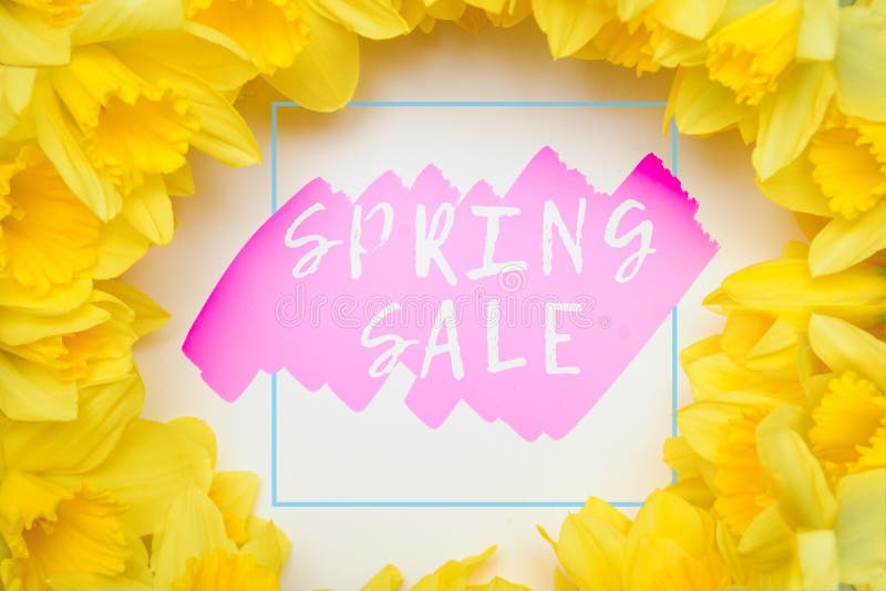 Spring sales poster stock image. Image of text, offer - 138154963
