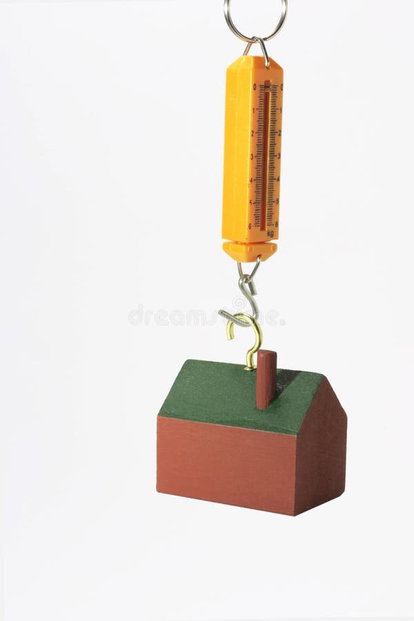 Spring Scale with Miniature House Stock Photo - Image of estate ...