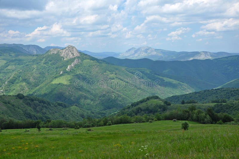 Spring Scene in the Mountains Stock Image - Image of cloudy, nature ...