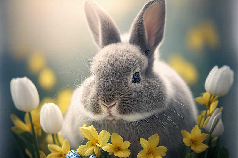 Portrait of a cute rabbit stock illustration. Illustration of farm ...