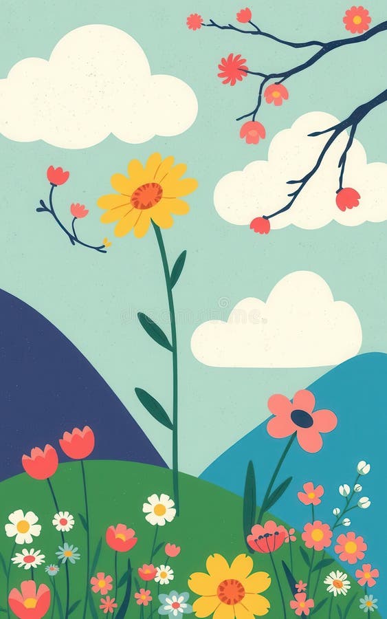 Spring Scenery with Flowers. Stock Image - Image of peaceful ...