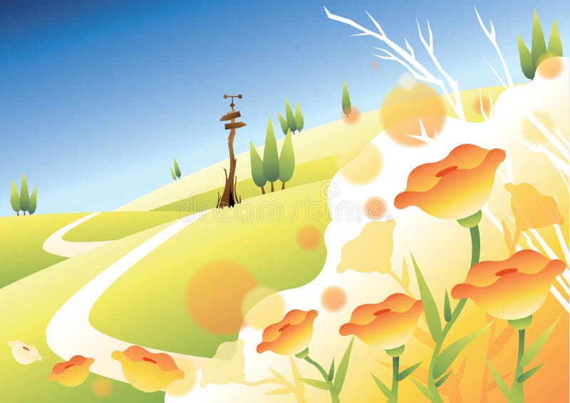 Spring Scenery. Vector Illustration Decorative Design Stock Vector ...