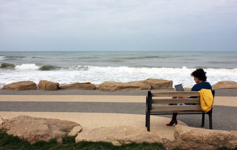 Spring at sea stock image. Image of outdoors, girl, adult - 13500355