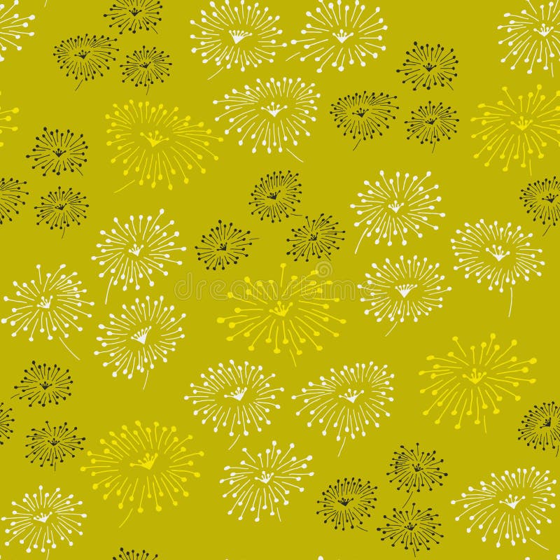 Spring Seamless Pattern with Abstract Flowers. Endless Yellow ...