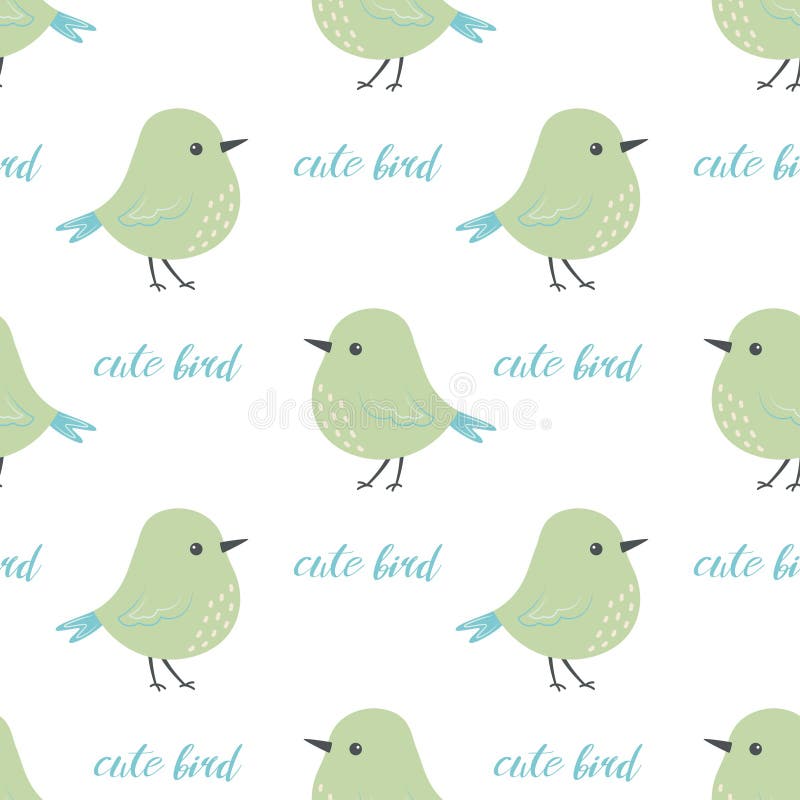 Spring Seamless Pattern with Bird, Flat Style Stock Vector ...