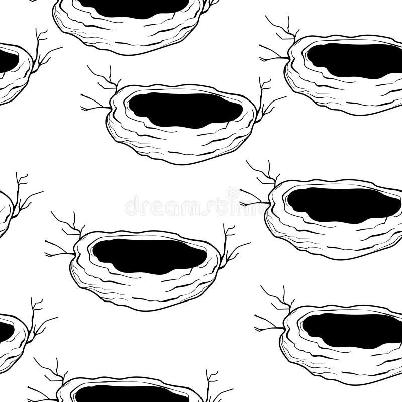 Spring Seamless Pattern with Bird Nest with Eggs. Easter Hand Drawn ...