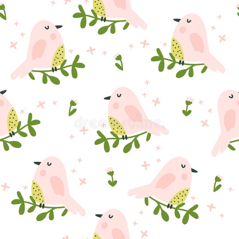 Spring Seamless Pattern with Birds. Vector Illustration Stock Vector ...