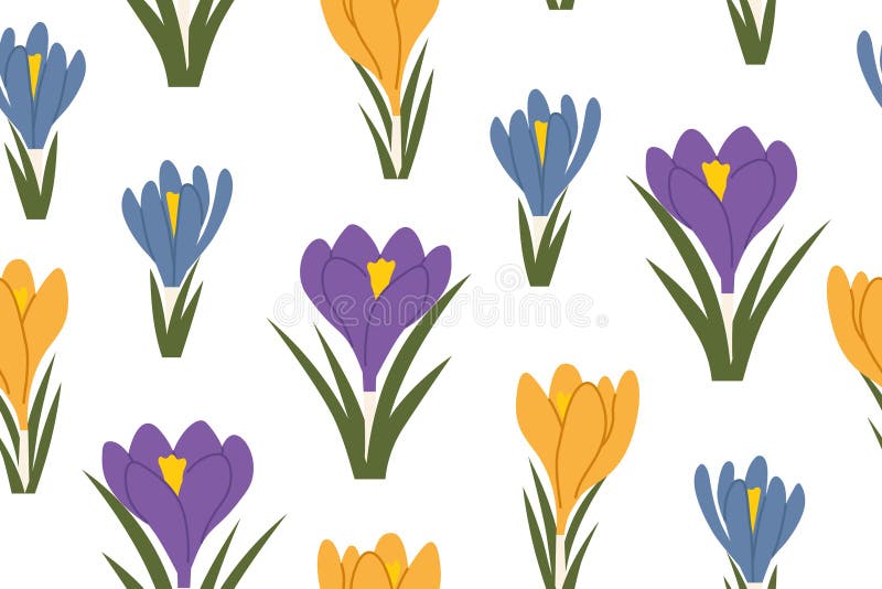 Spring Seamless Pattern with Colorful Crocuses Stock Vector ...