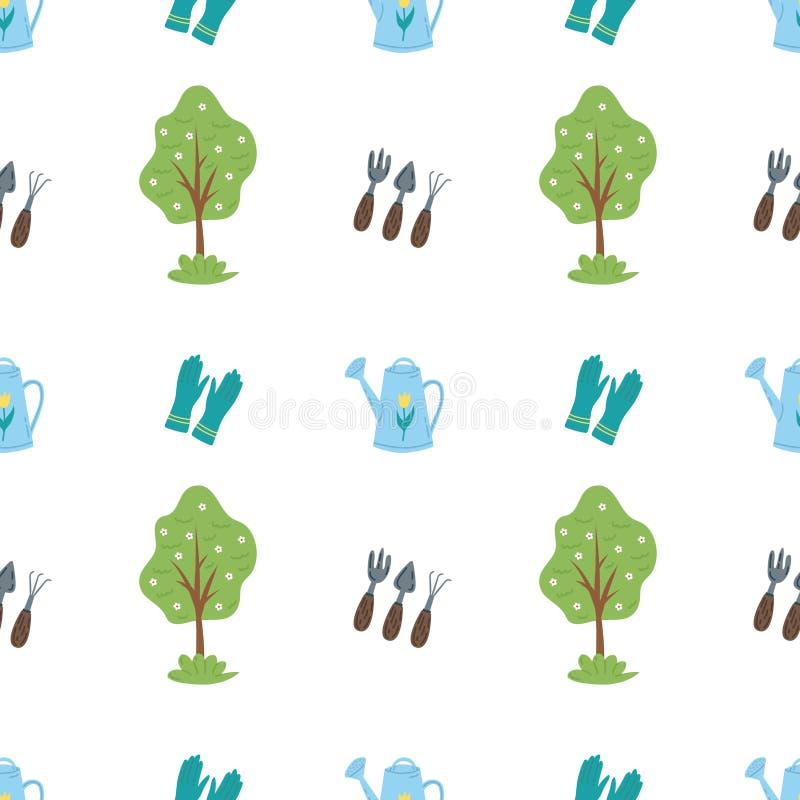 Spring Doodle Seamless Pattern. Flat Vector Illustration Stock Vector ...