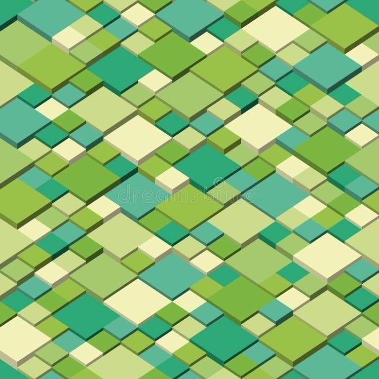 Spring. Seamless Pattern of Geometric Shapes - Isometric Style, Colors ...