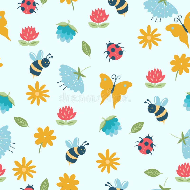 Insects and flowers. stock vector. Illustration of nature - 70868321