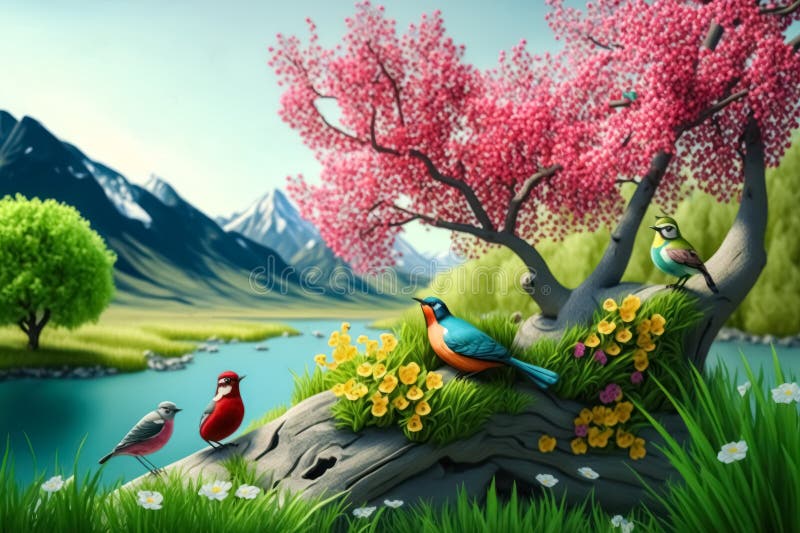 Natural Scenery With Birds Natural Scenery With Birds