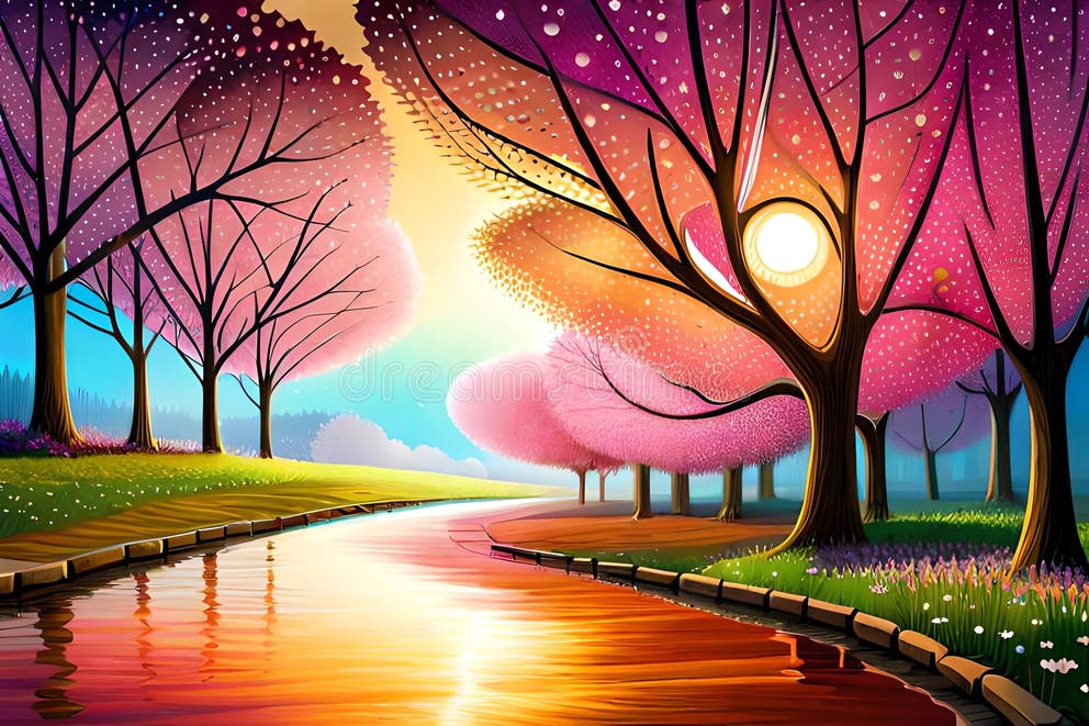 Spring Season Exploding Abstract Illustration. Generative AI Stock ...