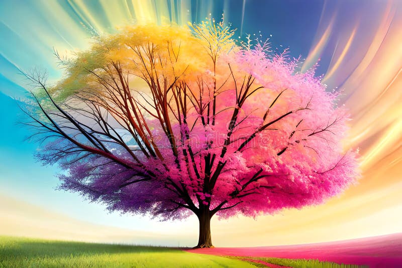 Spring Season Exploding Abstract Illustration. Generative AI Stock ...