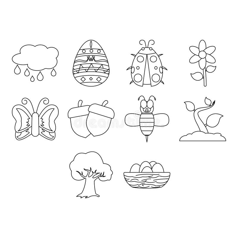 Spring season icon set stock vector. Illustration of rain - 265231859
