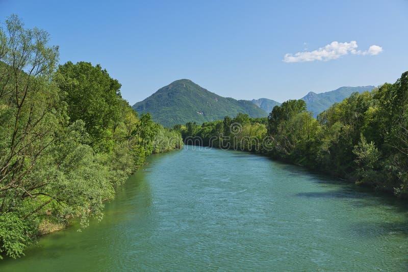 Spring Landscape Over the River Toce Stock Image - Image of clouds ...