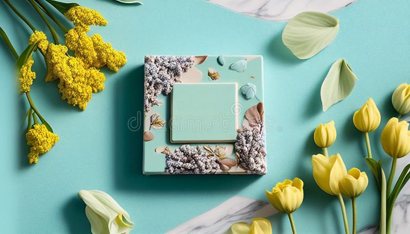 Spring Seasonal Concept Banner at Marble Surface Background Stock ...