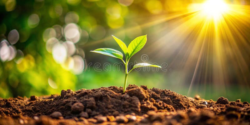 Spring Seedling Growing Out of Soil Stock Illustration - Illustration ...