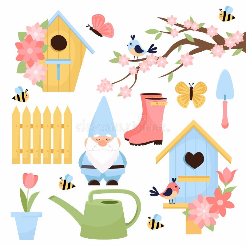 Set of Vector Elements on the Theme of Spring. Spring Items. Collection ...