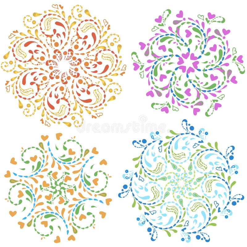 Spring Set of Decorative Circular Floral Patterns Stock Vector ...
