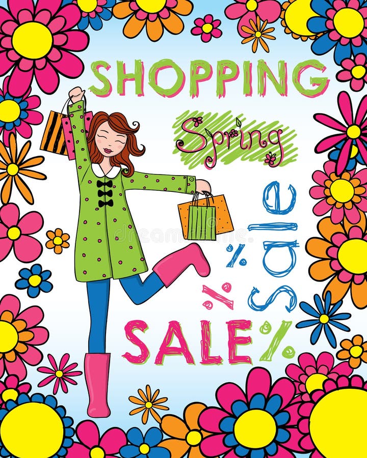 Spring shopping girl 7 stock vector. Illustration of caucasian - 13286595