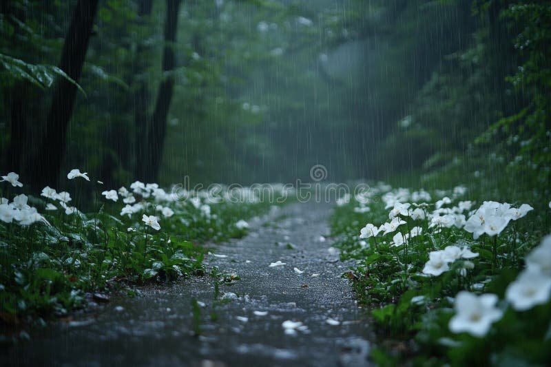 Spring Showers: a Rainy Spring Day, Fresh and Serene, Natural Setting ...