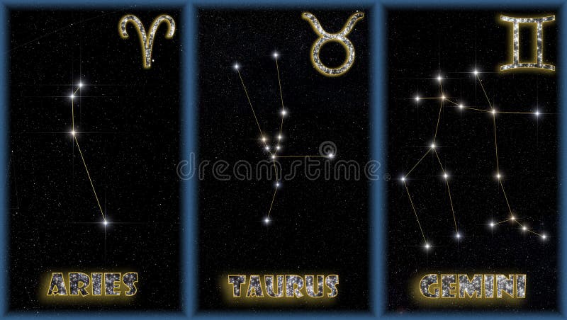 The Spring Signs of the Zodiac Stock Illustration - Illustration of ...