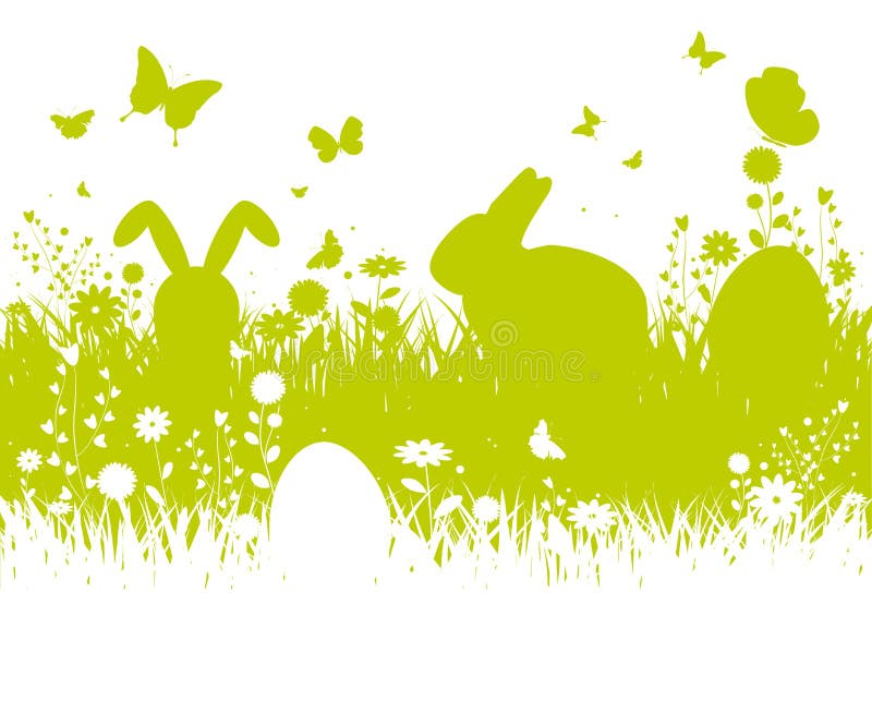 Silhouette of Easter Rabbit Bunny, Side View, Black and White. Nail ...