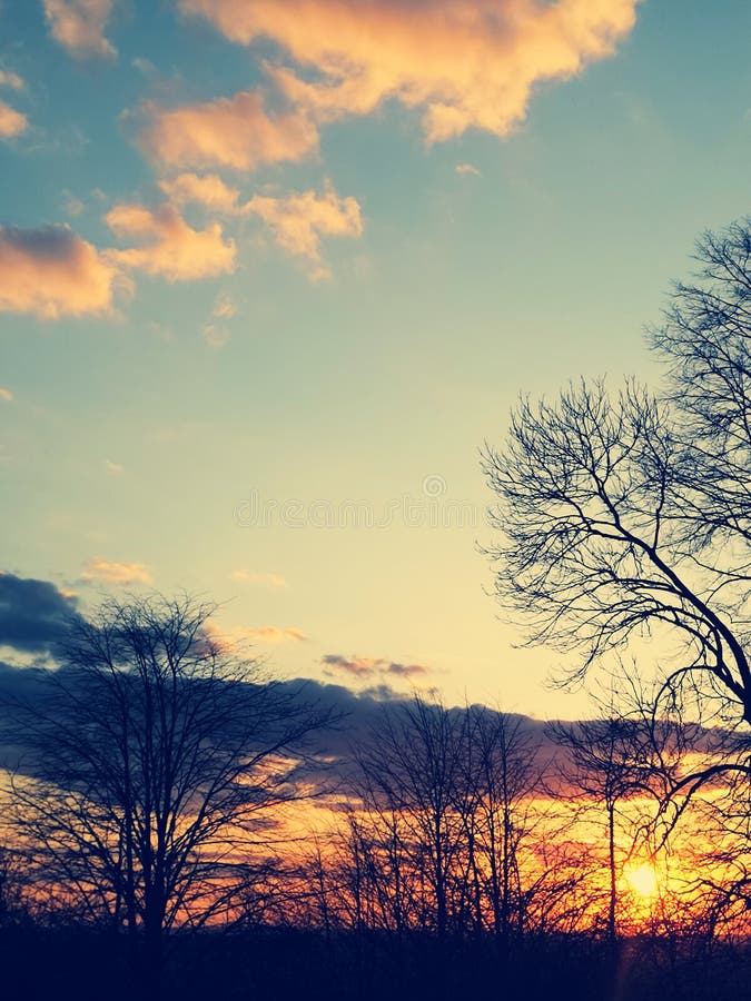A Beautiful Sunset on the Spring Fields Stock Photo - Image of fields ...