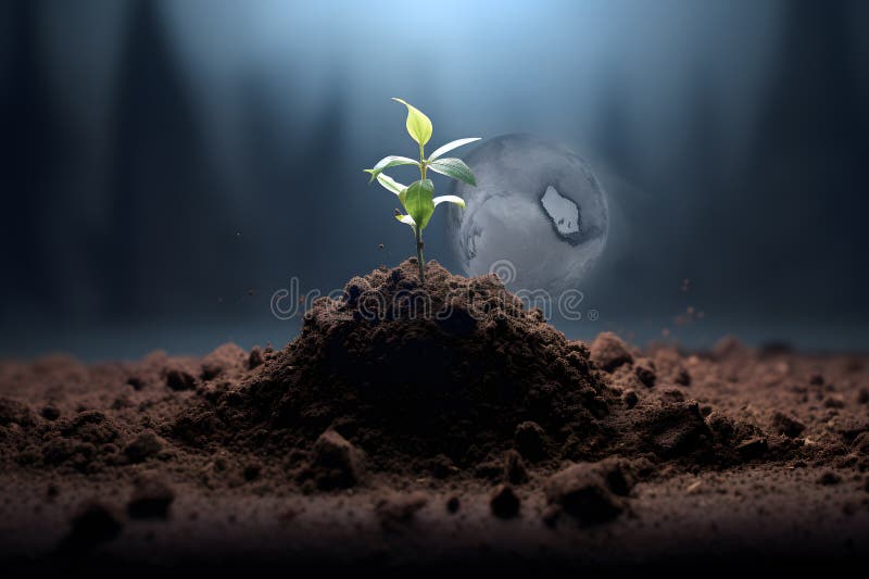 Spring Small Green Shoot Growing on the Ground. World Soil Day Concept ...