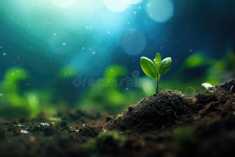Spring Small Green Sprout Grows on the Ground. on Nature Background ...