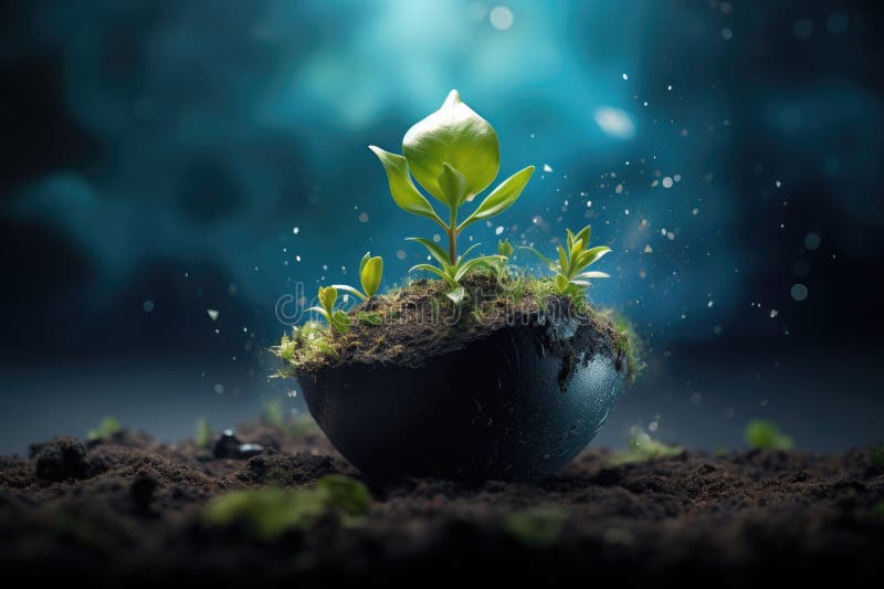 Spring Small Green Sprout Grows on the Ground. on Nature Background ...