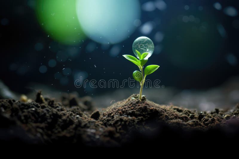 Spring Small Green Sprout Grows on the Ground. on Nature Background ...