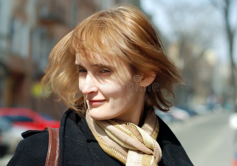 Spring smile stock photo. Image of haircut, brown, city - 23861730