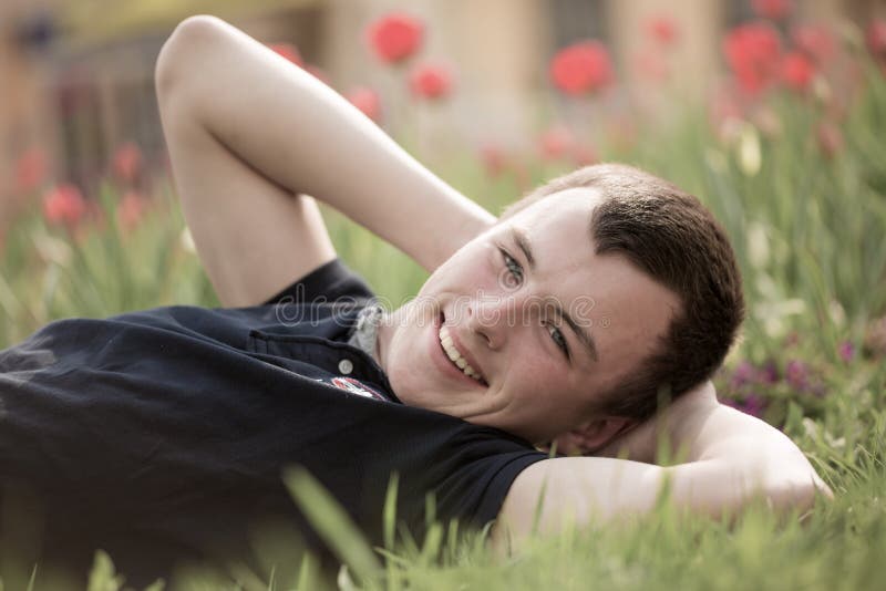 Spring smile stock photo. Image of person, lawn, rest - 31462960