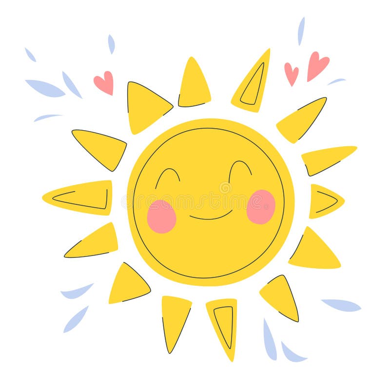 Spring Smiling Sun. Spring Concept. Cute Illustration of the Sun ...