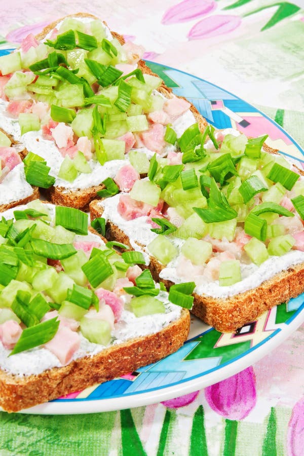 Spring Snacks - Light Open Faced Sandwiches Stock Image - Image of ...
