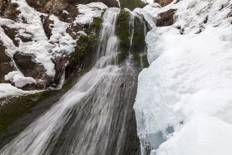 Spring, Snow on the Banks of a Mountain River, Forest and Mountains ...