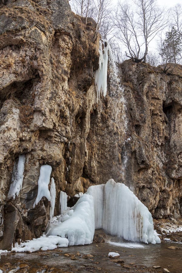 Spring, Snow on the Banks of a Mountain River, Forest and Mountains ...