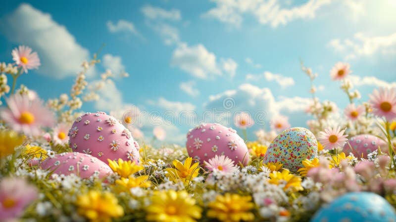 Spring Spectacle. Vibrant Easter Scene Offering a Captivating Backdrop ...