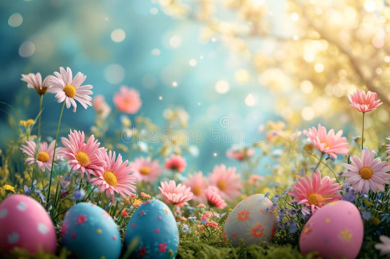 Spring Spectacle. Vibrant Easter Scene Offering a Captivating Backdrop ...