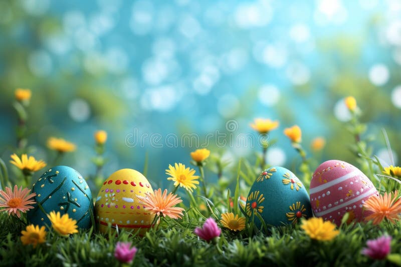 Spring Spectacle. Vibrant Easter Scene Offering a Captivating Backdrop ...