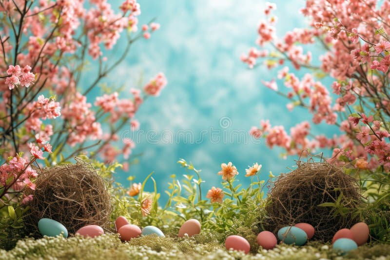 Spring Spectacle. Vibrant Easter Scene Offering a Captivating Backdrop ...