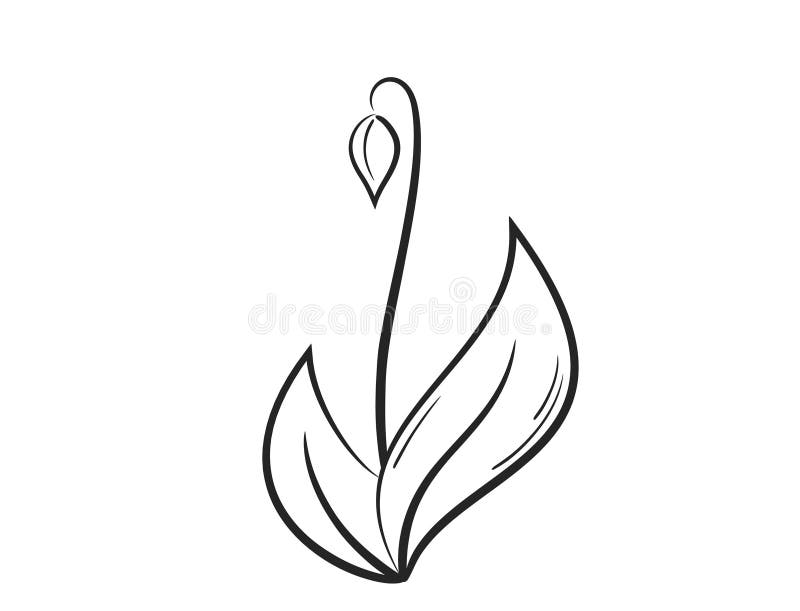 Spring Sprout with Bud Line Illustration. Planting and Nature Design ...