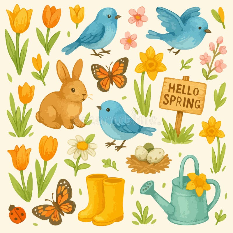 Spring Sprung Print Design in Vector Stock Vector - Illustration of ...