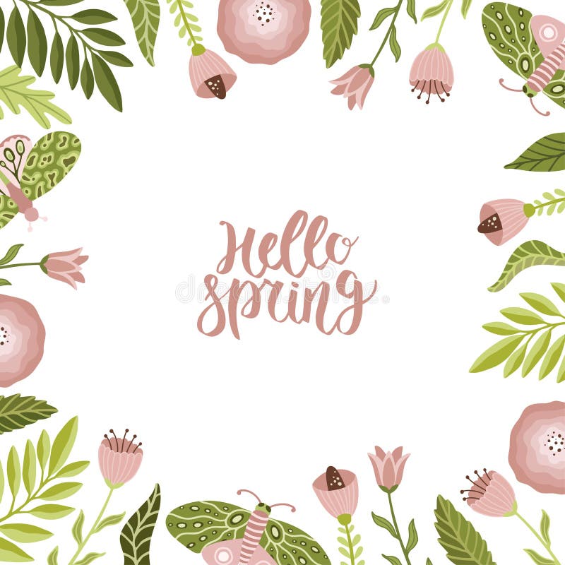 Spring Square Backgrounds. Minimalistic Style with Floral Elements and ...