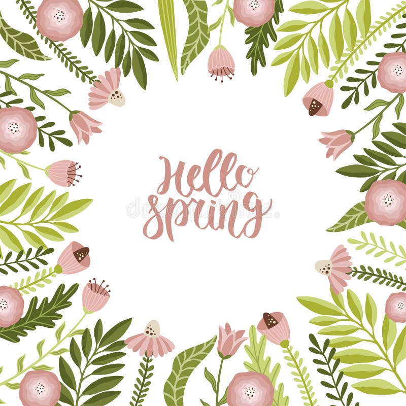 Spring Square Backgrounds. Minimalistic Style with Floral Elements and ...