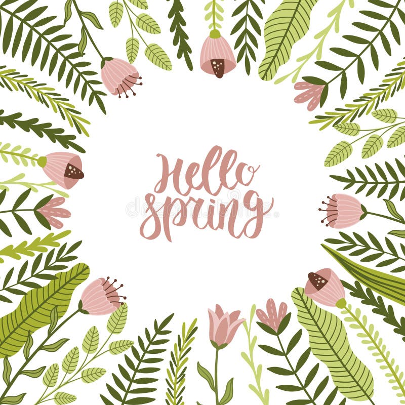 Spring Square Backgrounds. Minimalistic Style with Floral Elements and ...