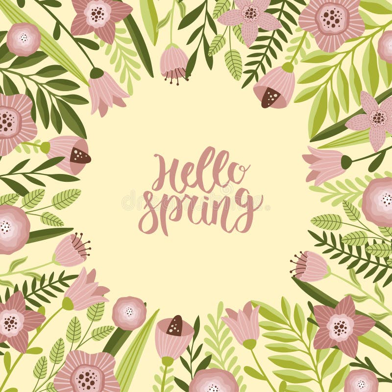 Spring Square Backgrounds. Minimalistic Style with Floral Elements and ...