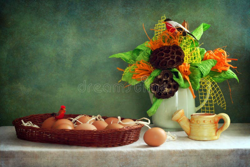 Spring still life stock image. Image of dish, redbreast - 13519963